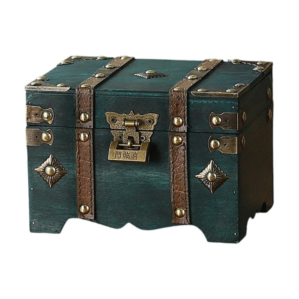 Деревянный чемодан-сундук для хранения, Зеленый - Стиль B