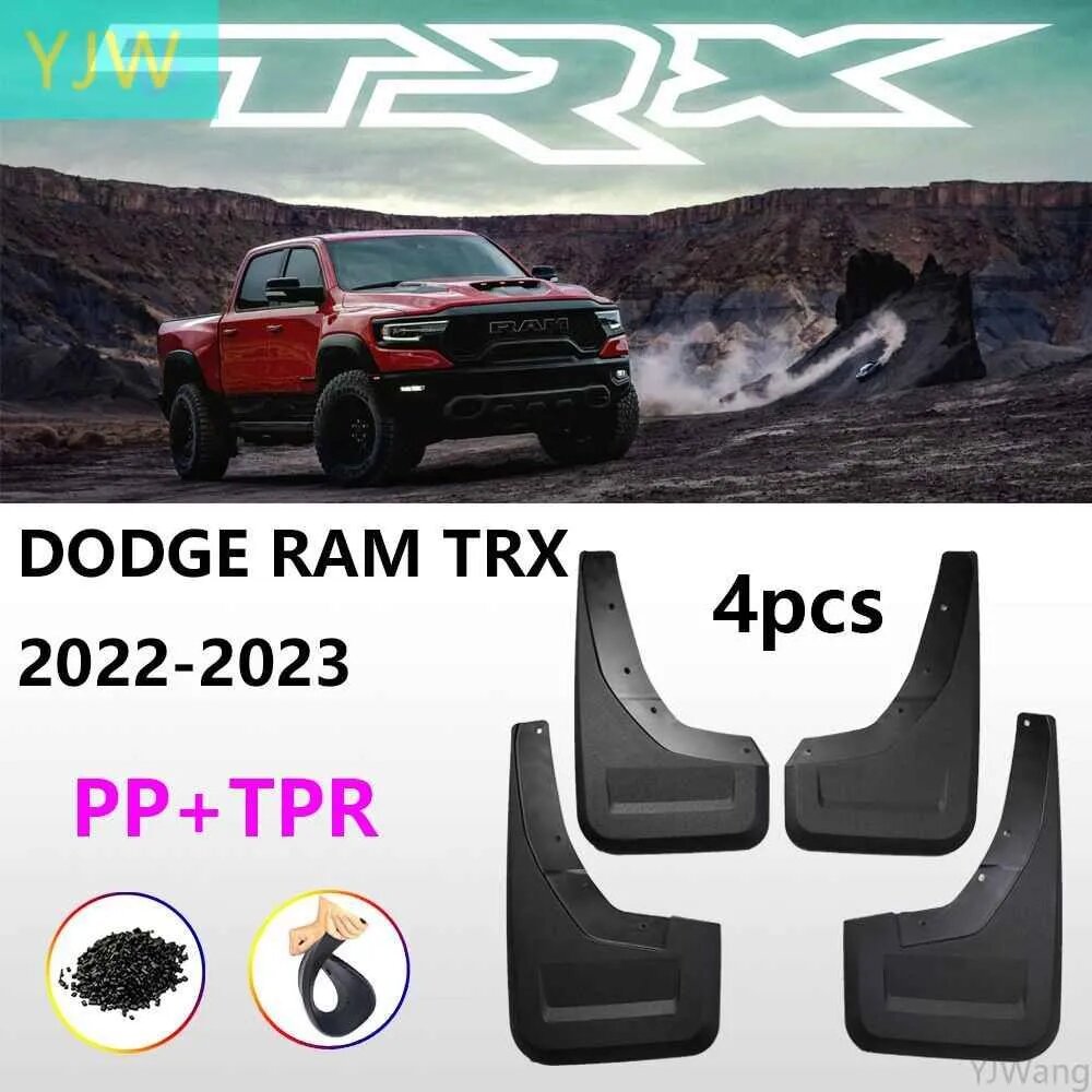 Брызговики для Dodge Ram TRX 2022-2023 4шт PP+TPR Защита от грязи и камней