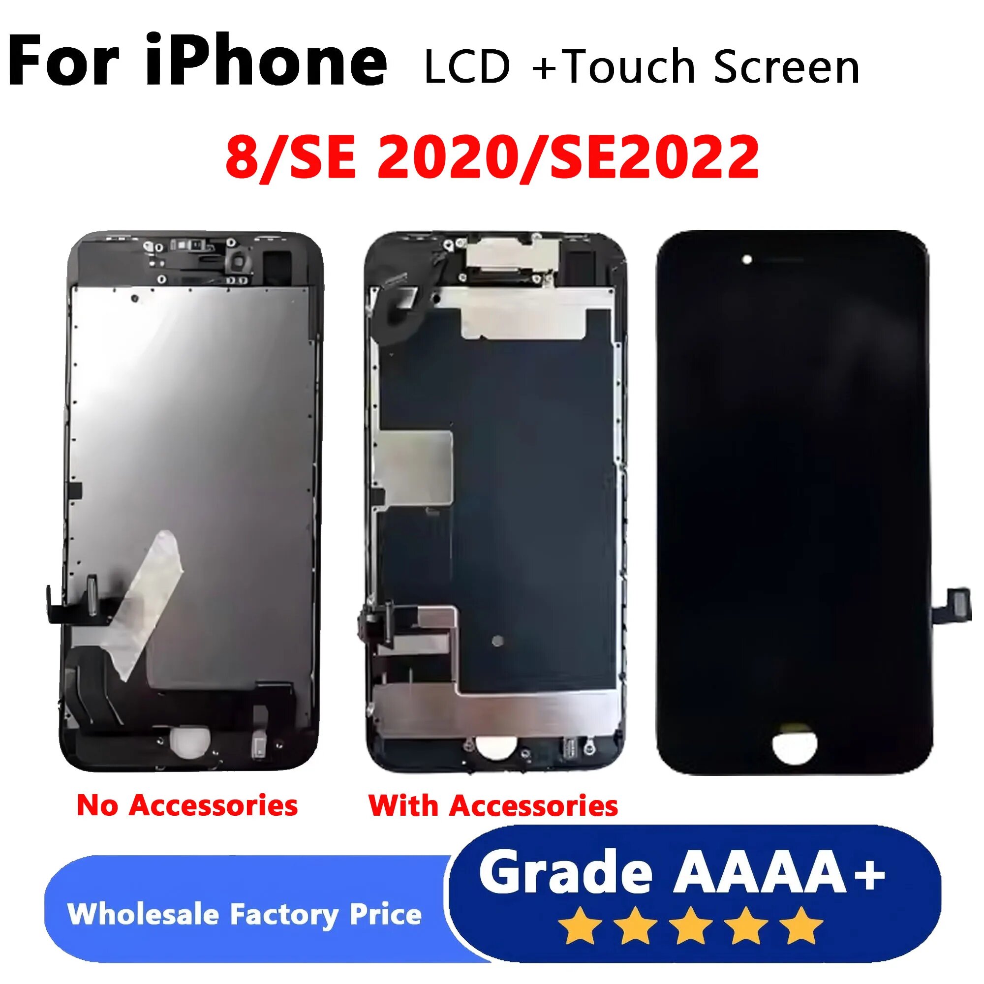 A+ ЖК-дисплей для iPhone 8 SE2 SE3, ЖК-дисплей с цифровым преобразователем Black No Accessories