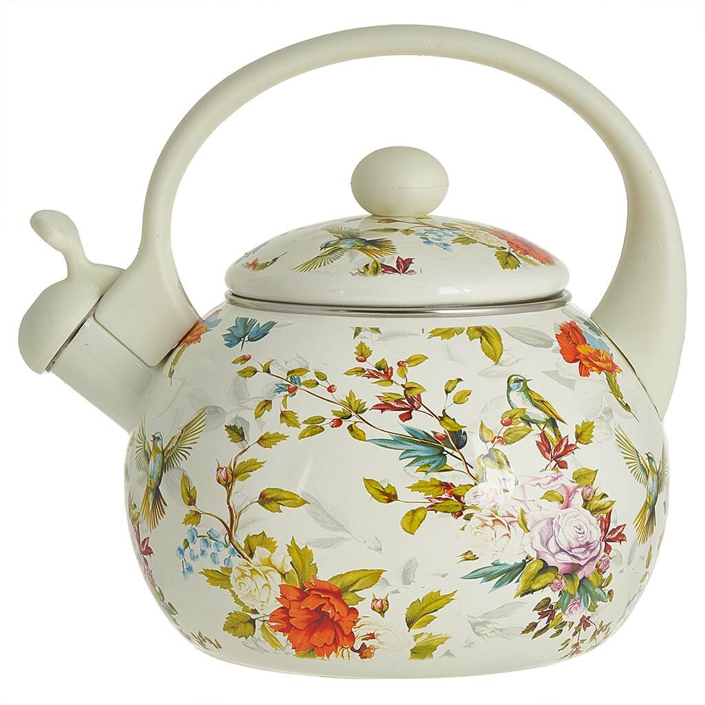 Чайник эмалированный 2,5 л со свистком Metalloni EM-1340 "Цветы"