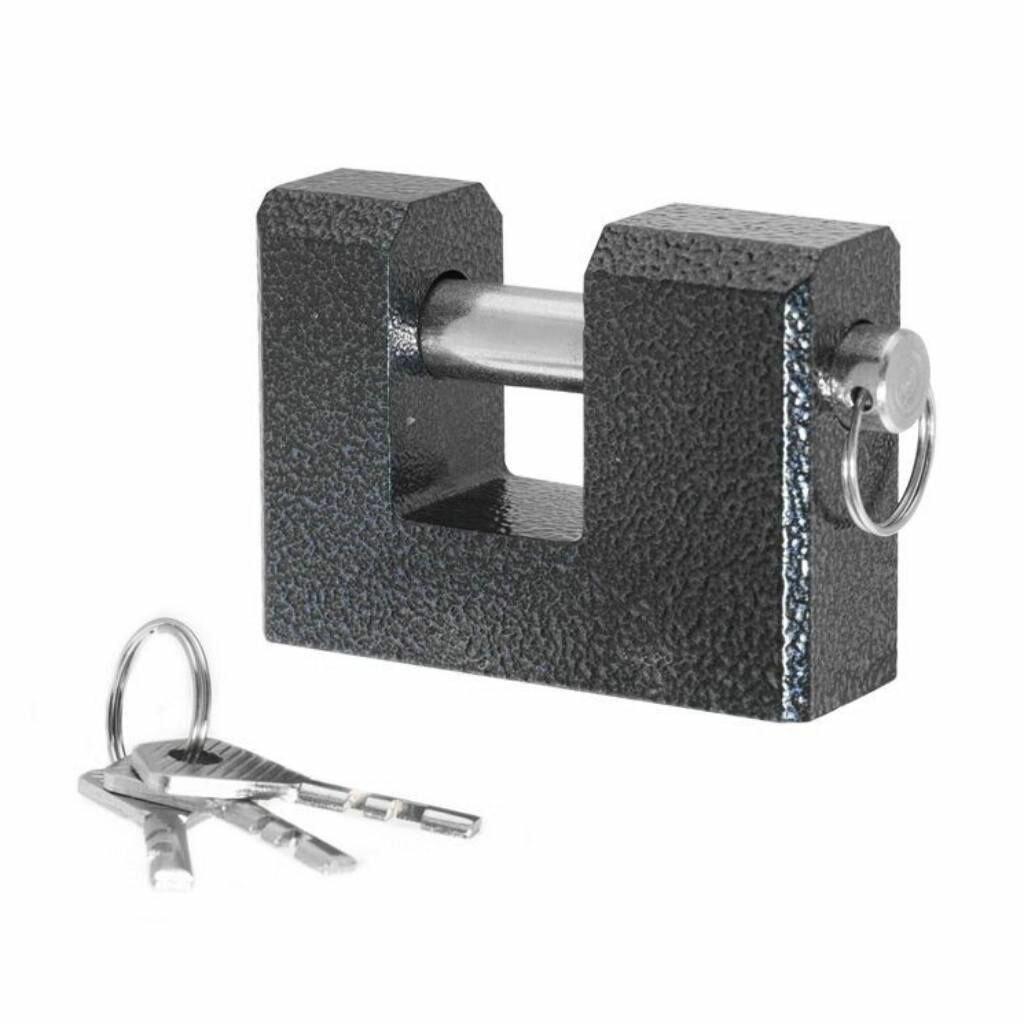 Навесной замок Абсолют ВС 2-3А для гаража и ворот, дисковый механизм, серый, 88 мм, 3 ключа, дужка 14 мм