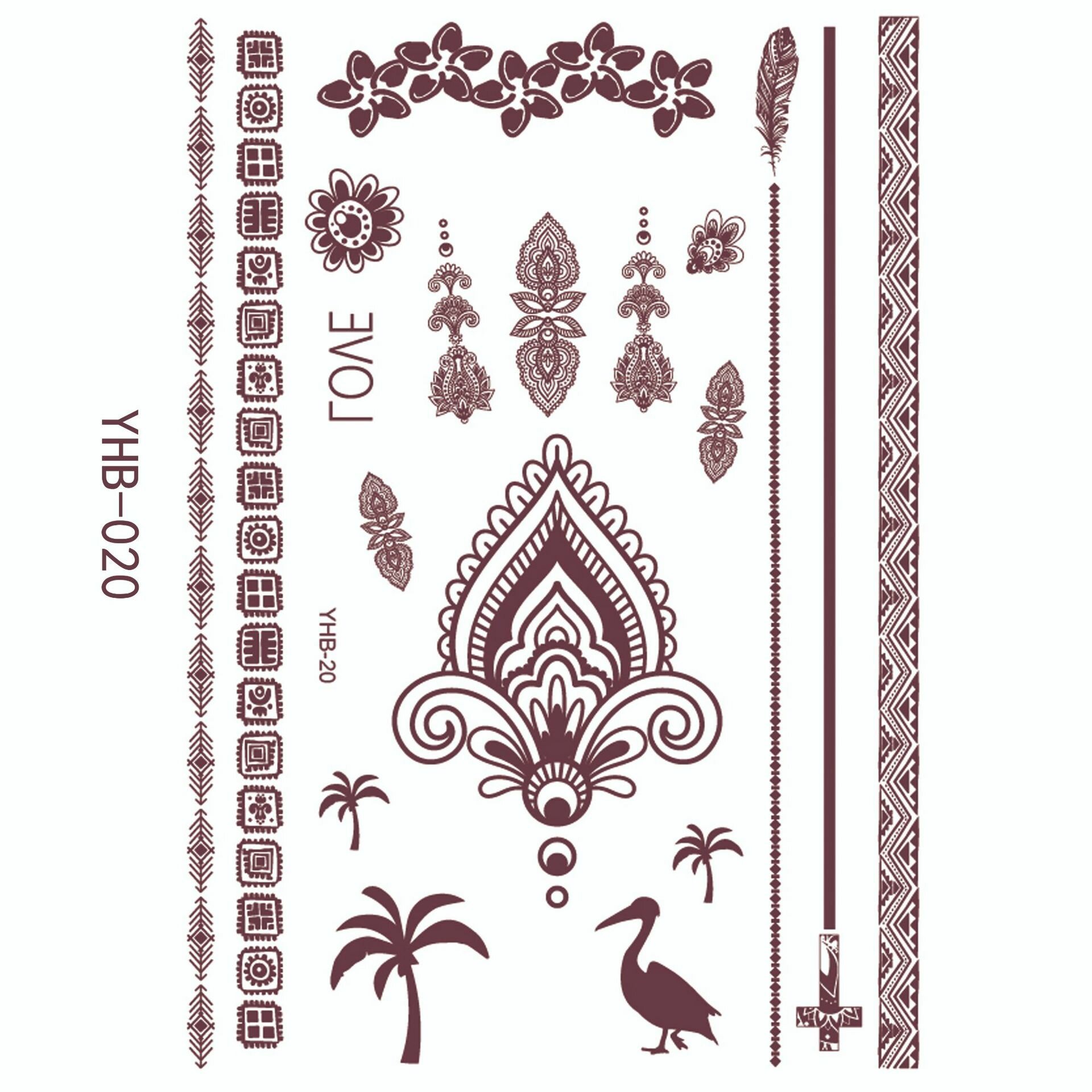 Временные татуировки хной в европейском и американском стиле, временные татуировки белого, черного и красного цветов, высококачественные временные татуировки для рук и предплечий.