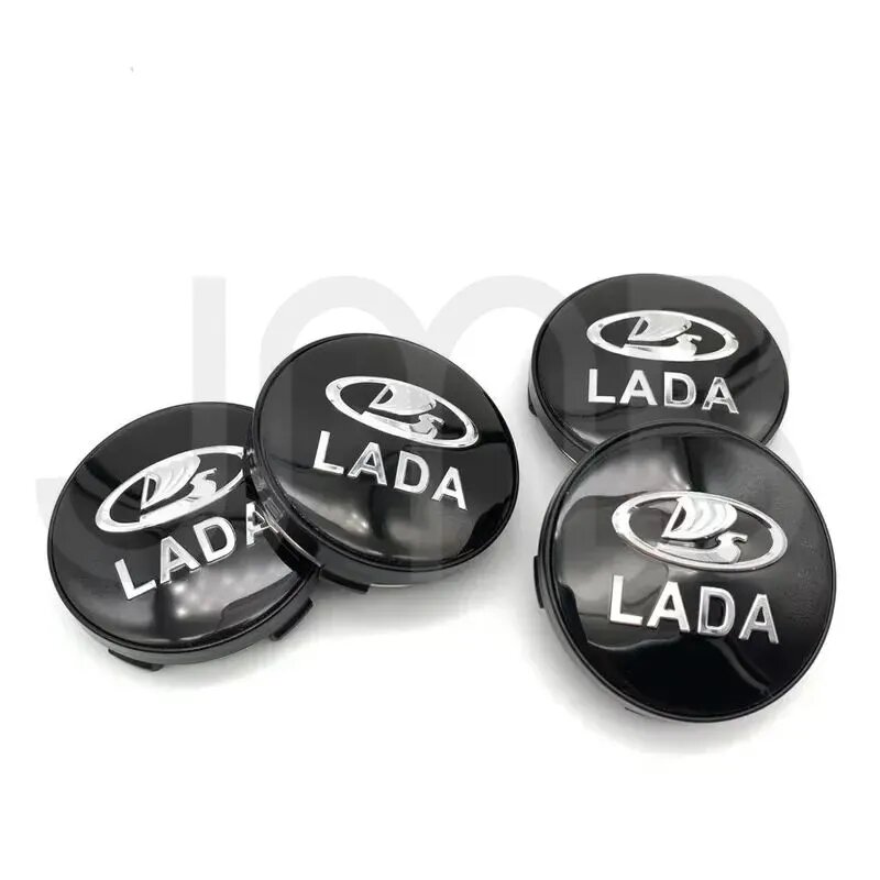 Колпаки ступицы колеса Lada, комплект 4 шт. Заглушки на литые диски 60 мм, черные