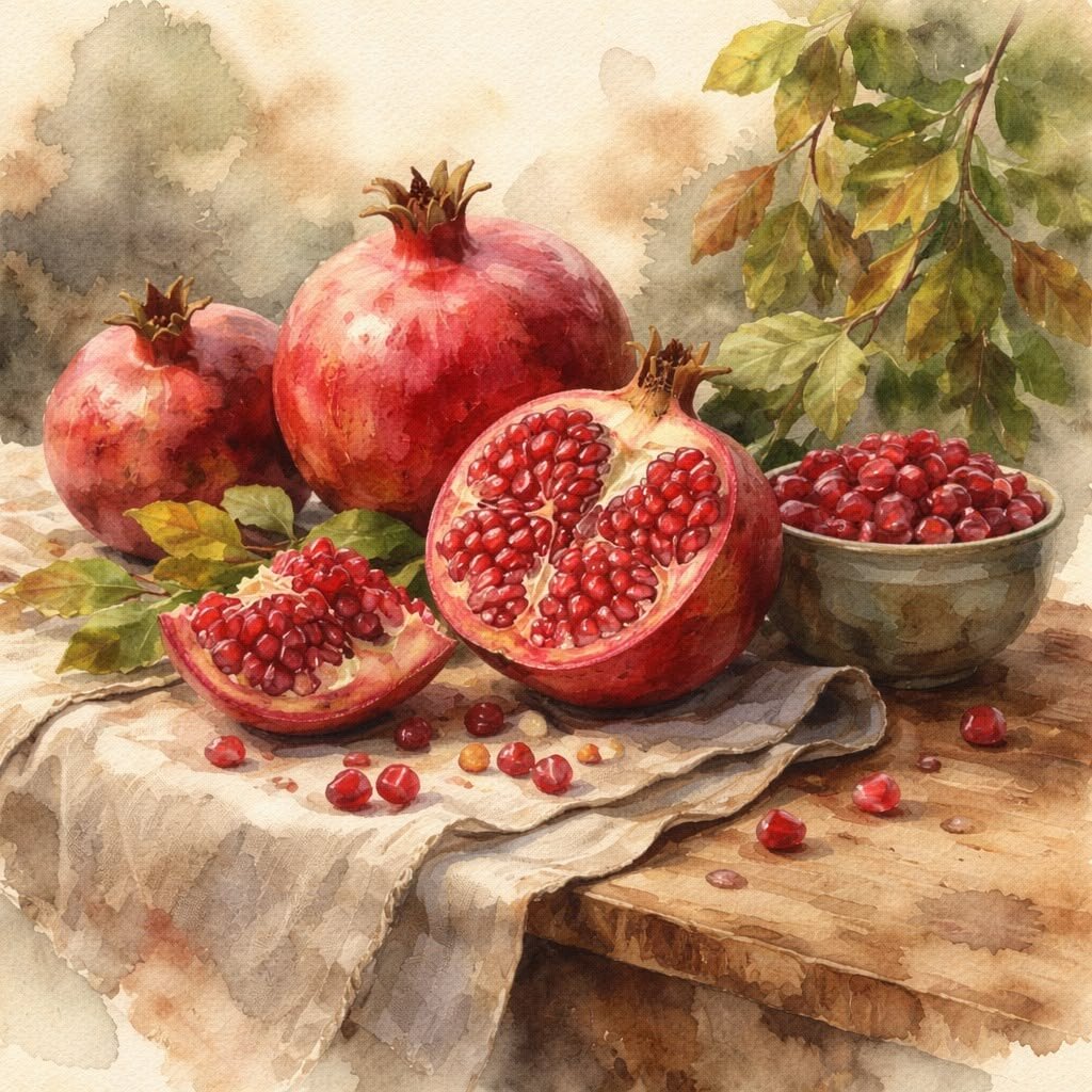 Алмазная живопись "Сочный гранат", 5D, круглая, 40x50 см. Производитель: Brose Art.