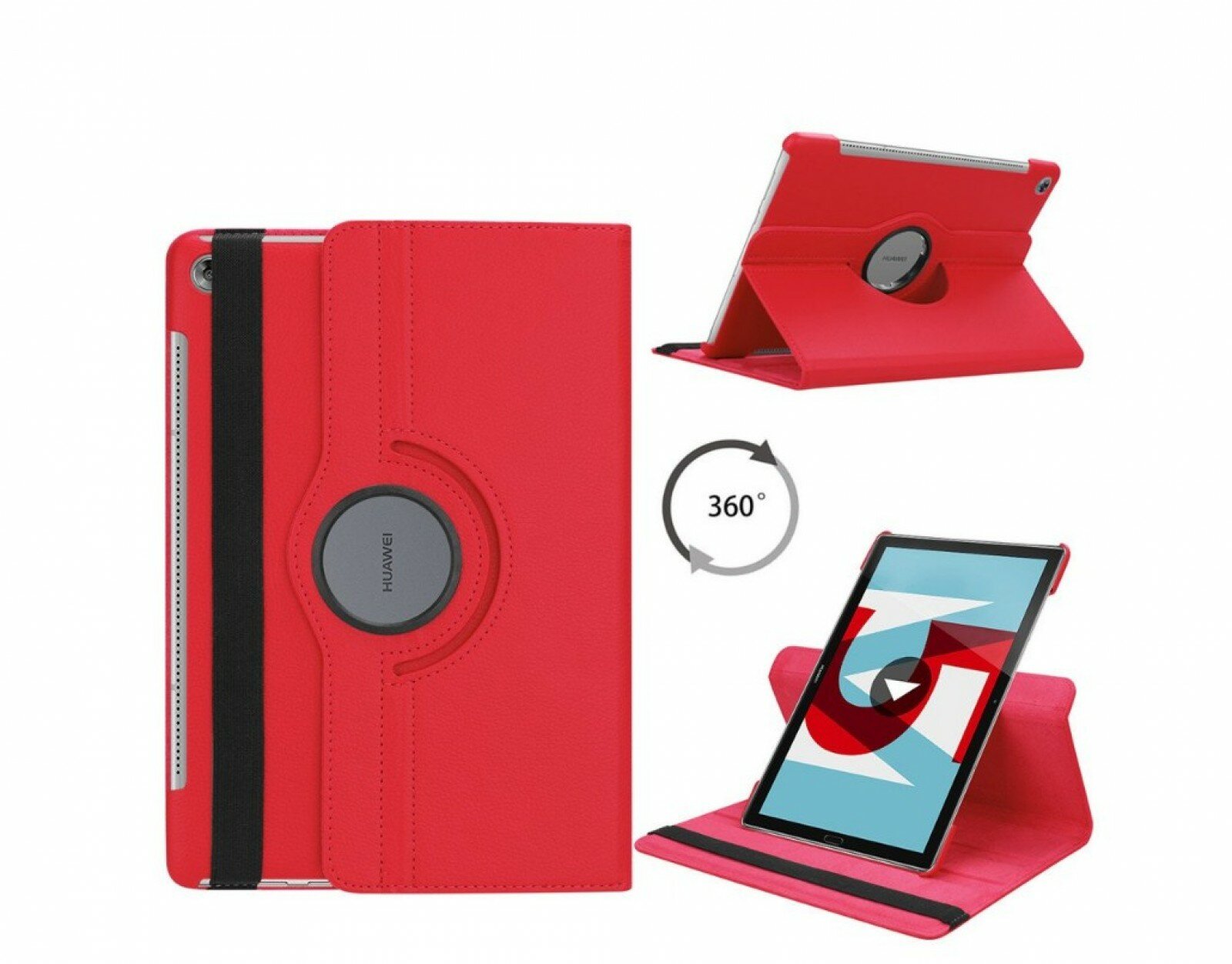 Чехол MyPads для планшета Huawei MediaPad M5 10.8 / 10.8 Pro с поворотным механизмом, красная искусственная кожа