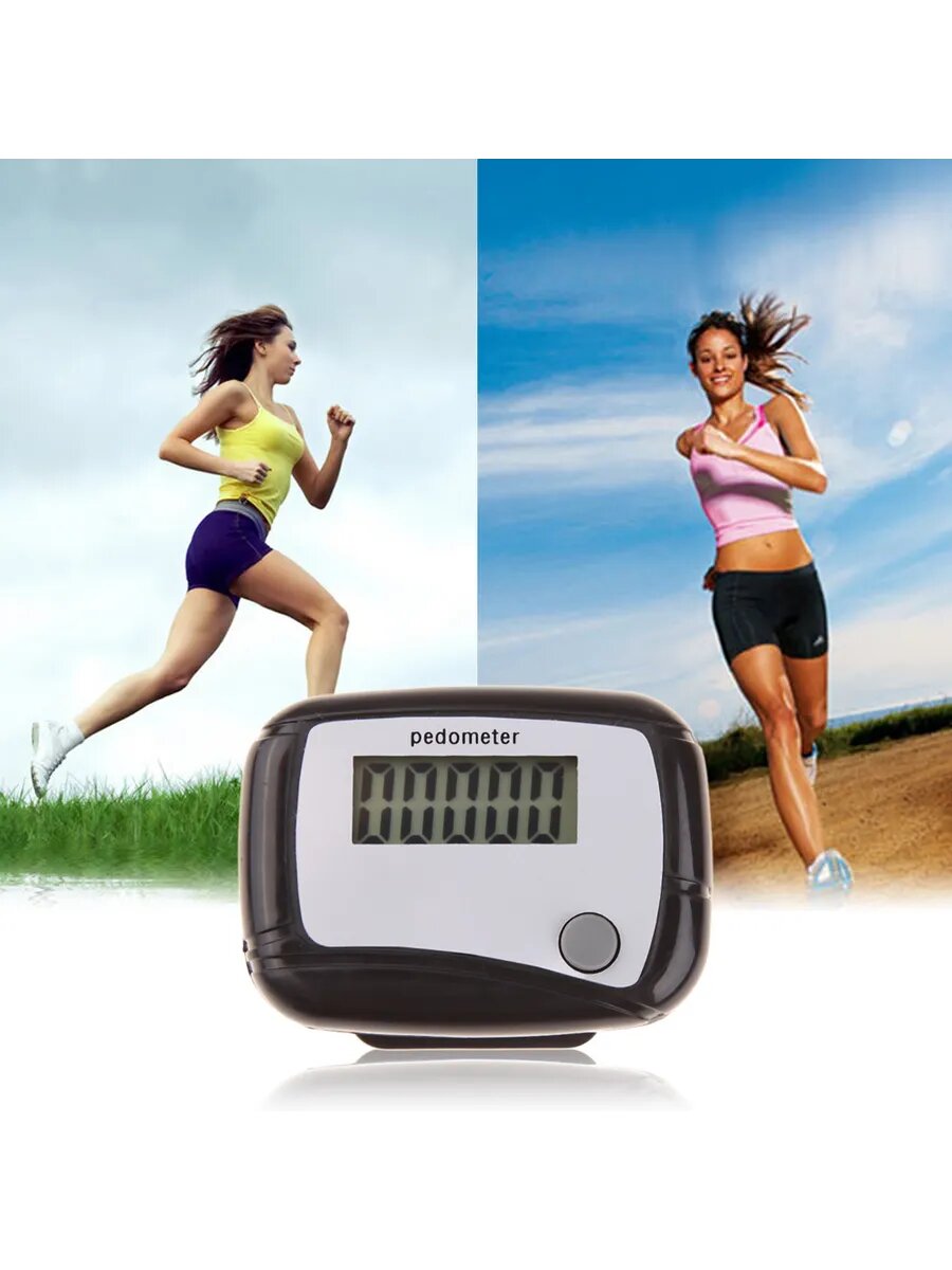 Цифровой шагомер LCD с клипсой для бега и прогулок