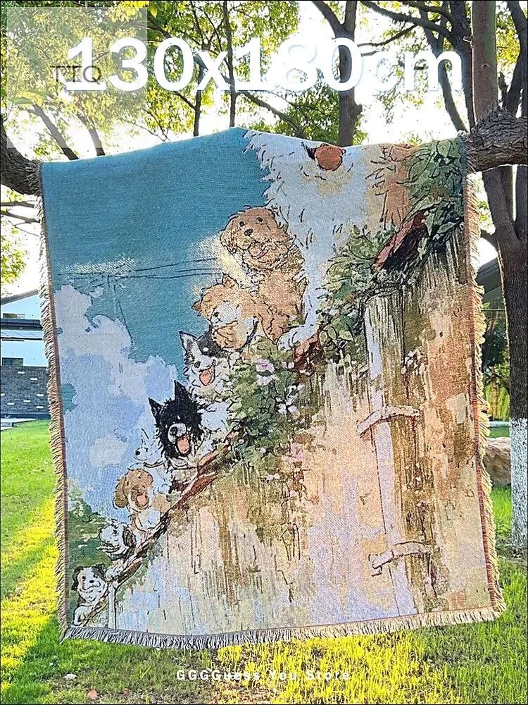 Плед жаккардовый Софт 130x180 см с рисунком Собаки на заборе