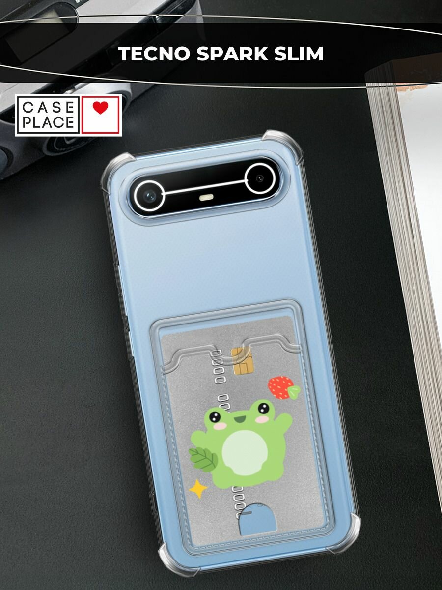 Чехол на Tecno Spark Slim (Текно Спарк Слим) с картой и принтом Милая лягушка