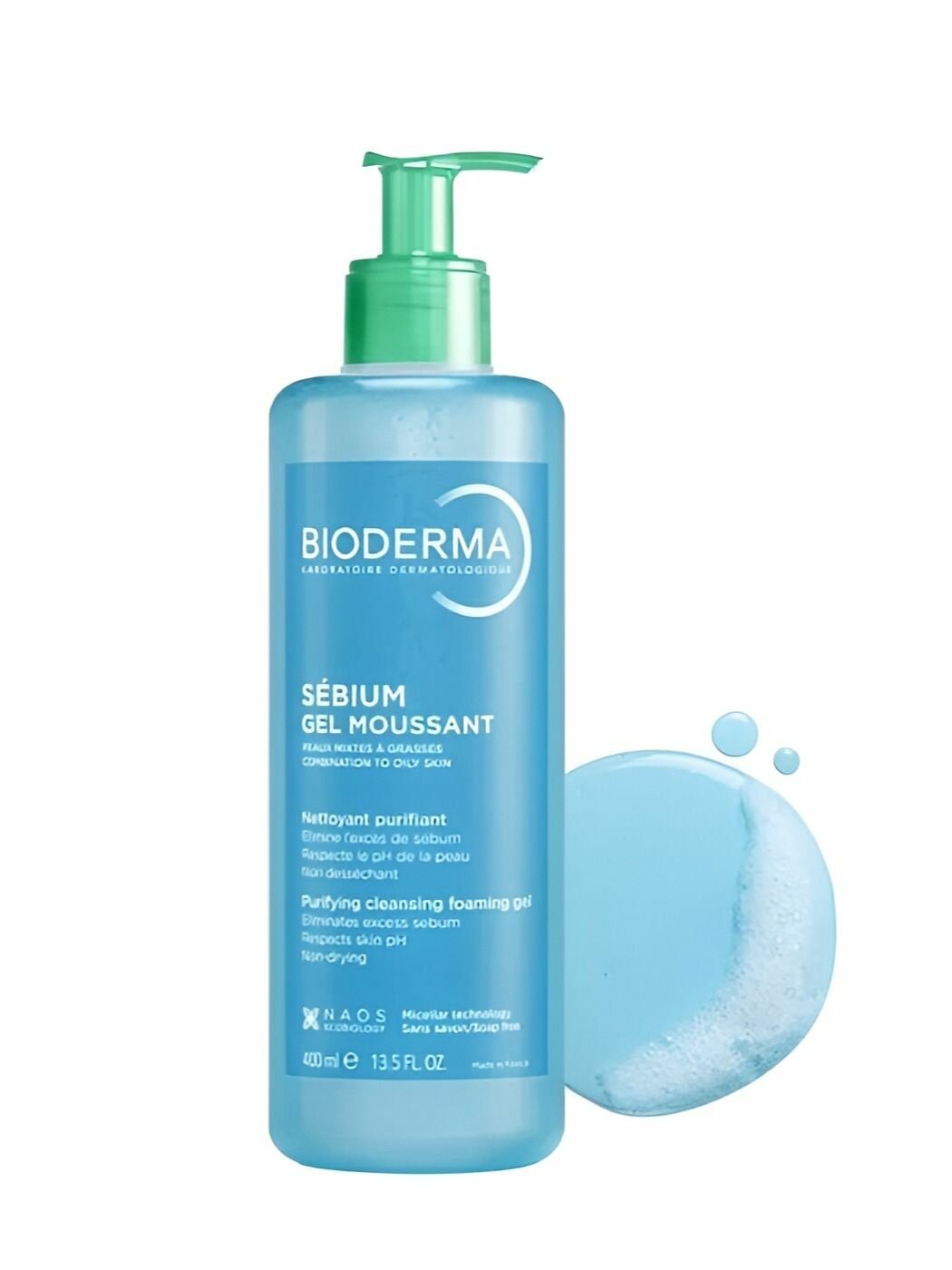 Биодерма Себиум Гель пенящийся очищающий с дозатором, 400 мл (Bioderma Sebium)