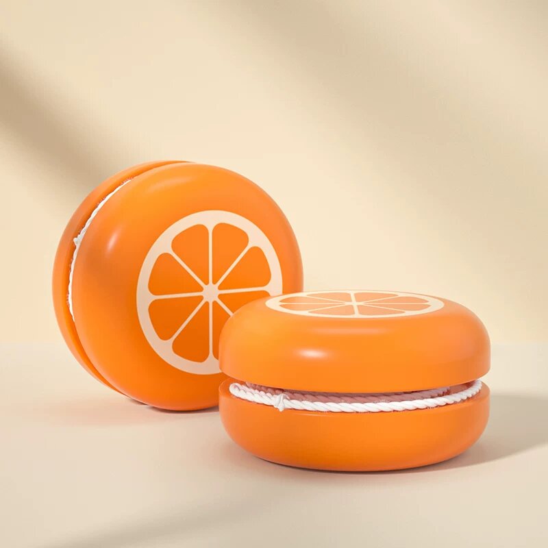 Естественный деревянный йо-йо для детей с оранжевым рисунком, классическая вращающаяся игрушка для мальчиков и девочек,