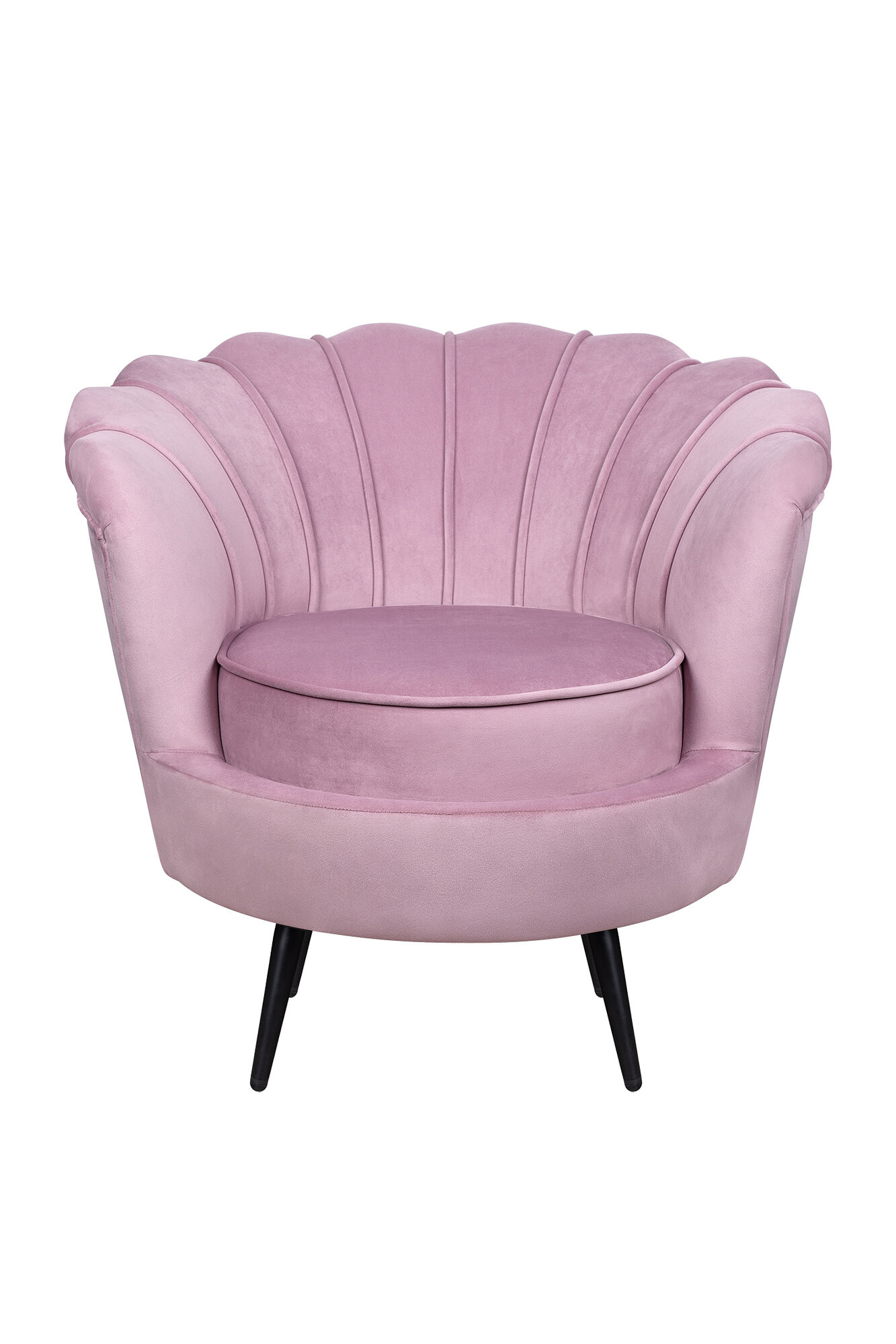 Кресло ракушка Mak-interior, Кресло Pearl pink, дизайнерское для дома розового цвета с черными ножками