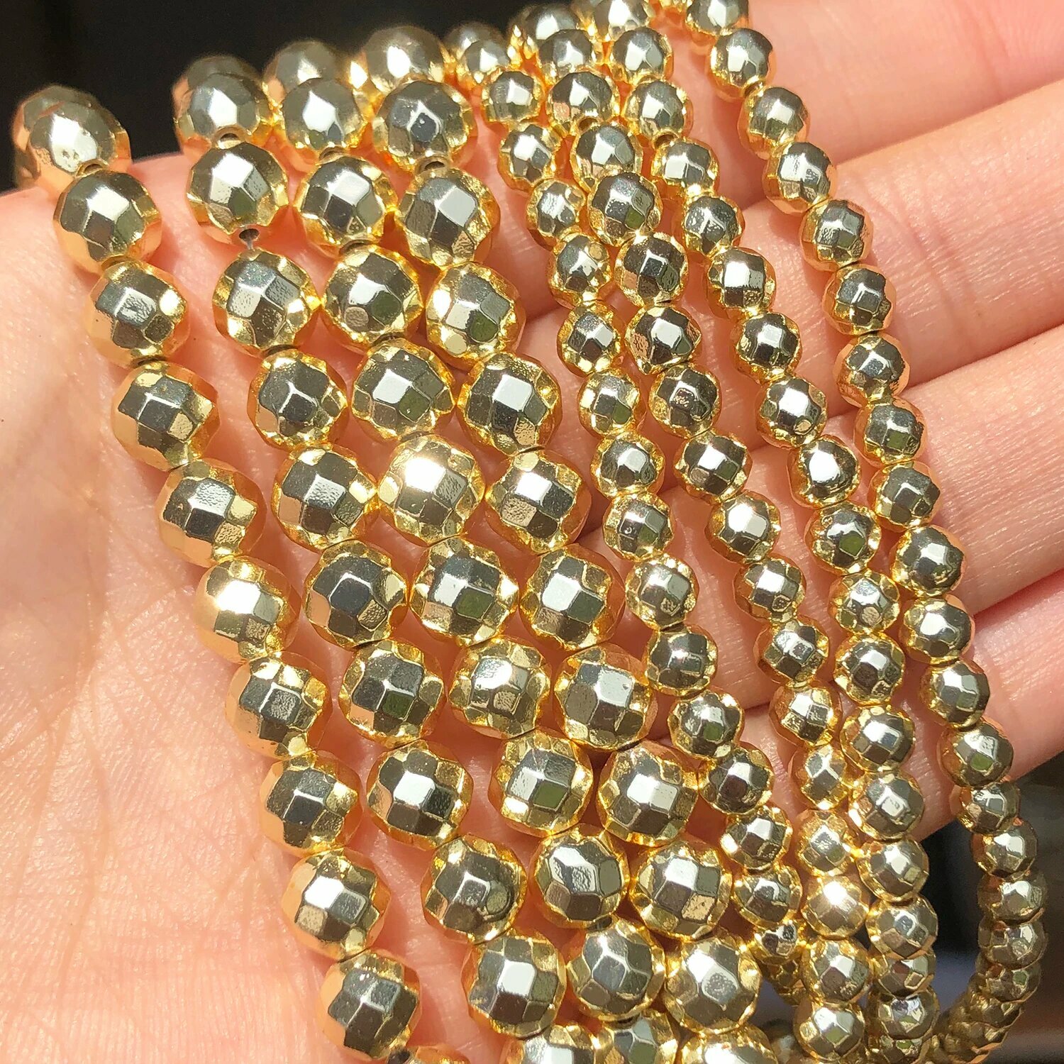 Бусины из гематита xilitata 2/3/4/6/8/10/12 мм 2mm (approx 180pcs), Faceted 9K gold