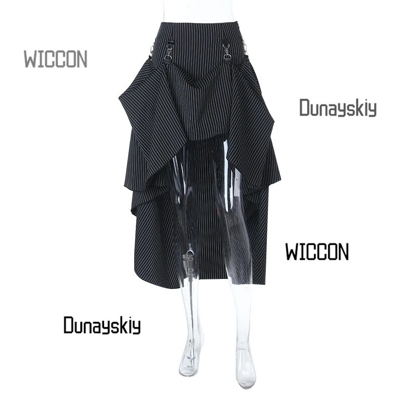 Юбка готическая, пэчворк, полоска, Wiccon