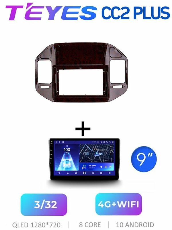 Магнитола 9" Teyes CC2 Plus 3/32 Gb для Mitsubishi Pajero 3 V70 V60 1999-2006