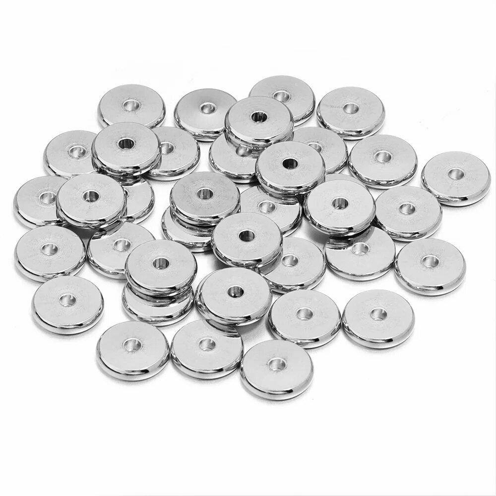 20-50 шт. бусины из нержавеющей стали, плоские круглые металлические бусины, свободные бусины-разделители для изготовления ювелирных изделий, браслет, ожерелье, аксессуары