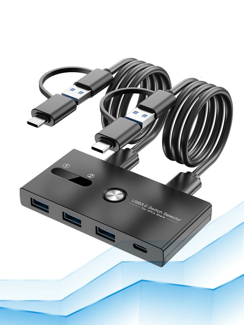 USB-C и USB 3.0 KVM-переключатель 2×4