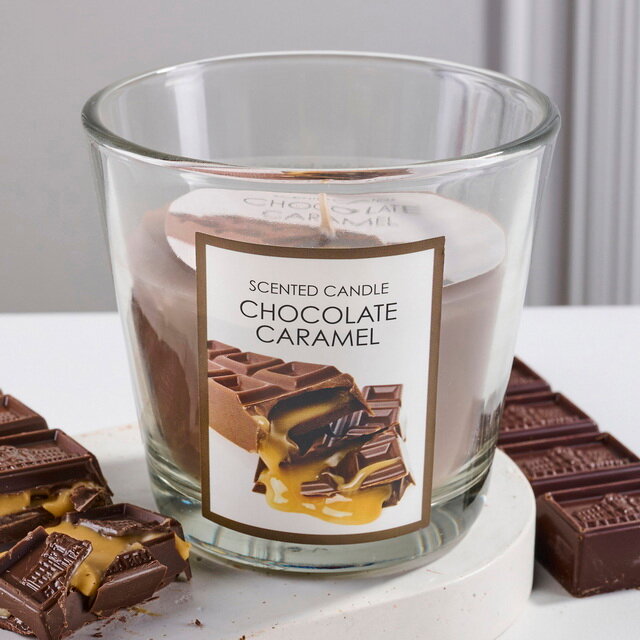 Ароматическая свеча Chocolate Caramel 8 см, в стеклянном стакане, Koopman (Купман), 420900180-6