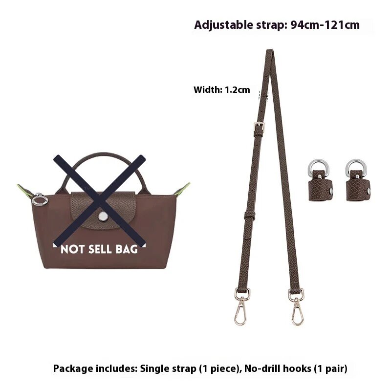 Коричневый ремень для сумки LONGCHAMP 1.2 см, Terra Silver Set