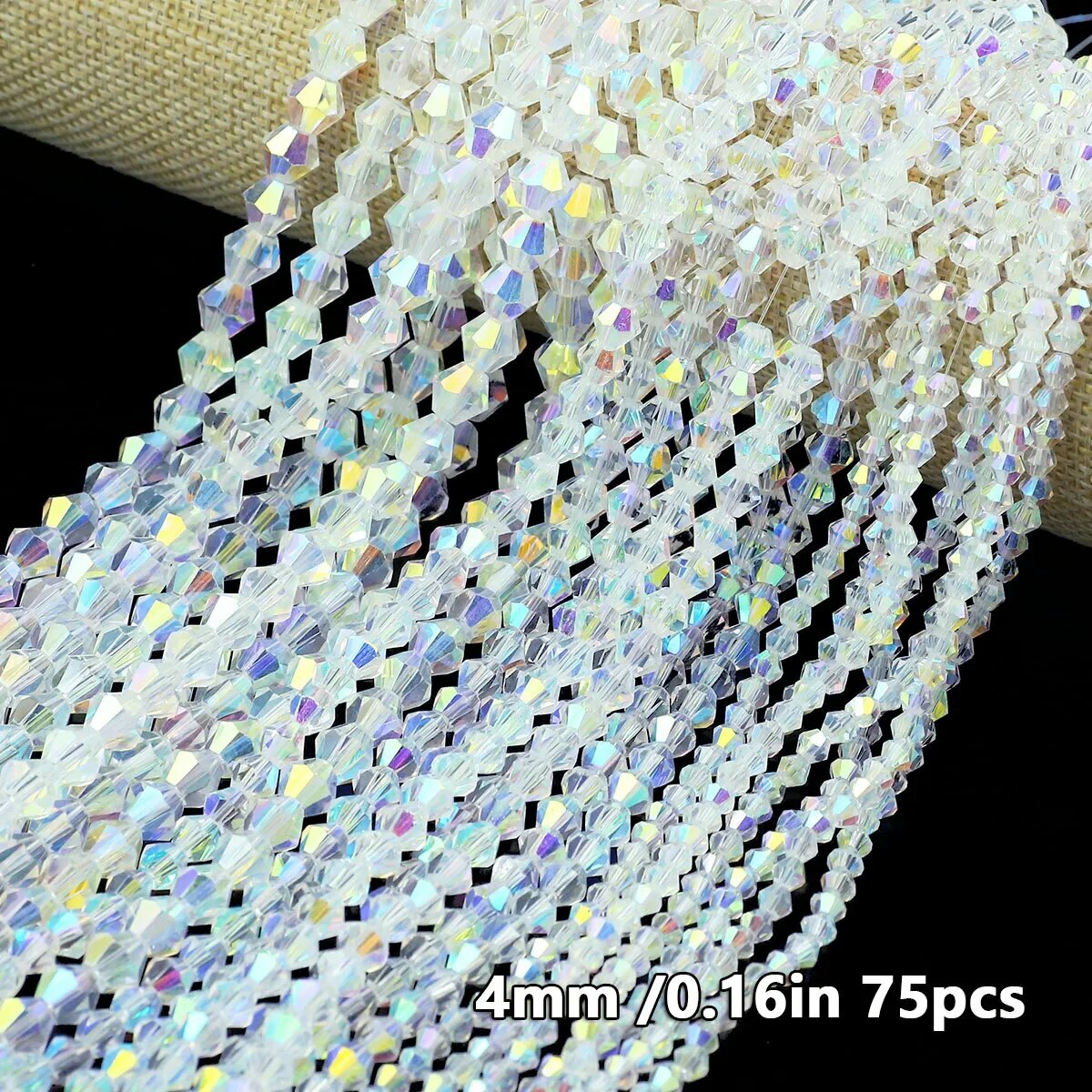 Хрустальные бусины Bicone 4mm белые