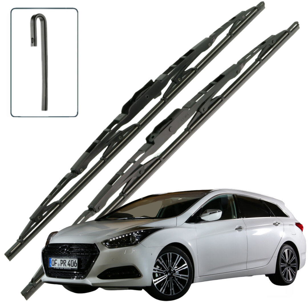 Дворники Hyundai i40 (1) VF / Хендай Ай 40 универсал рест. 2015 / 2016 / 2017 Щетки стеклоочистителя каркасные для автомобиля 650мм-400мм к-т 2шт.