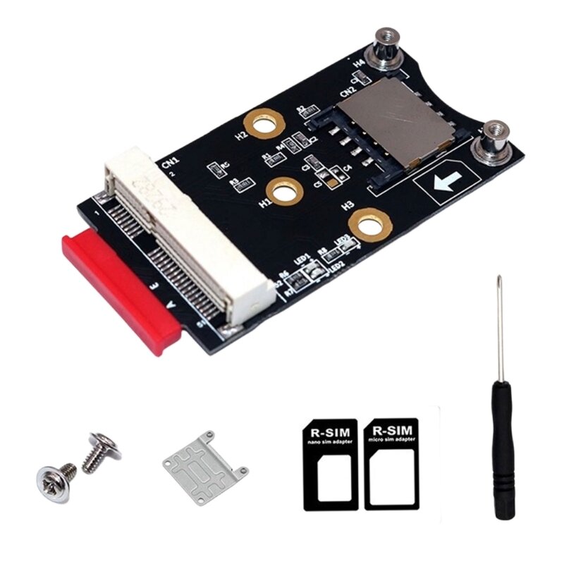 Карта-Адаптер Mini PCIe To M.2 Key A Или E Для Модуля Wifi 3G 4G LTE Со Слотом Для Карты памяти и Отверткой