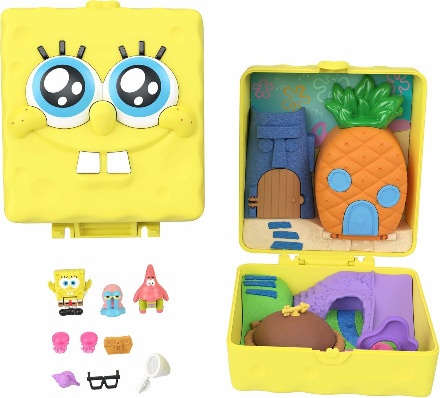 Фигурки Mattel Polly Pocket - Компактный набор Губка Боб + аксессуары и микрокуклы - Полли Покет JKC84