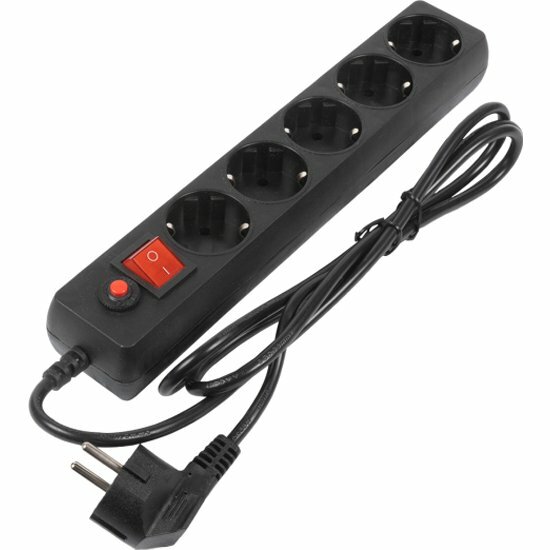 Сетевой фильтр Filum FL-SP3-5-3M-BL черный, 2200 Вт, 5 розеток, шнур 3м