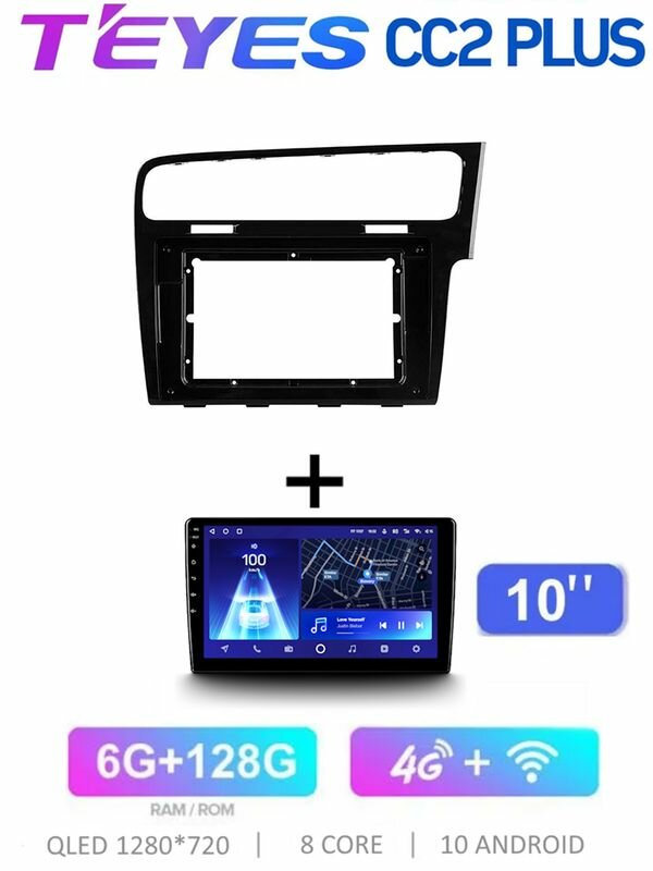Магнитола 10" Teyes CC2 Plus 6/128 Gb для Volkswagen Golf 7 MK7 2012-2020 Правый руль