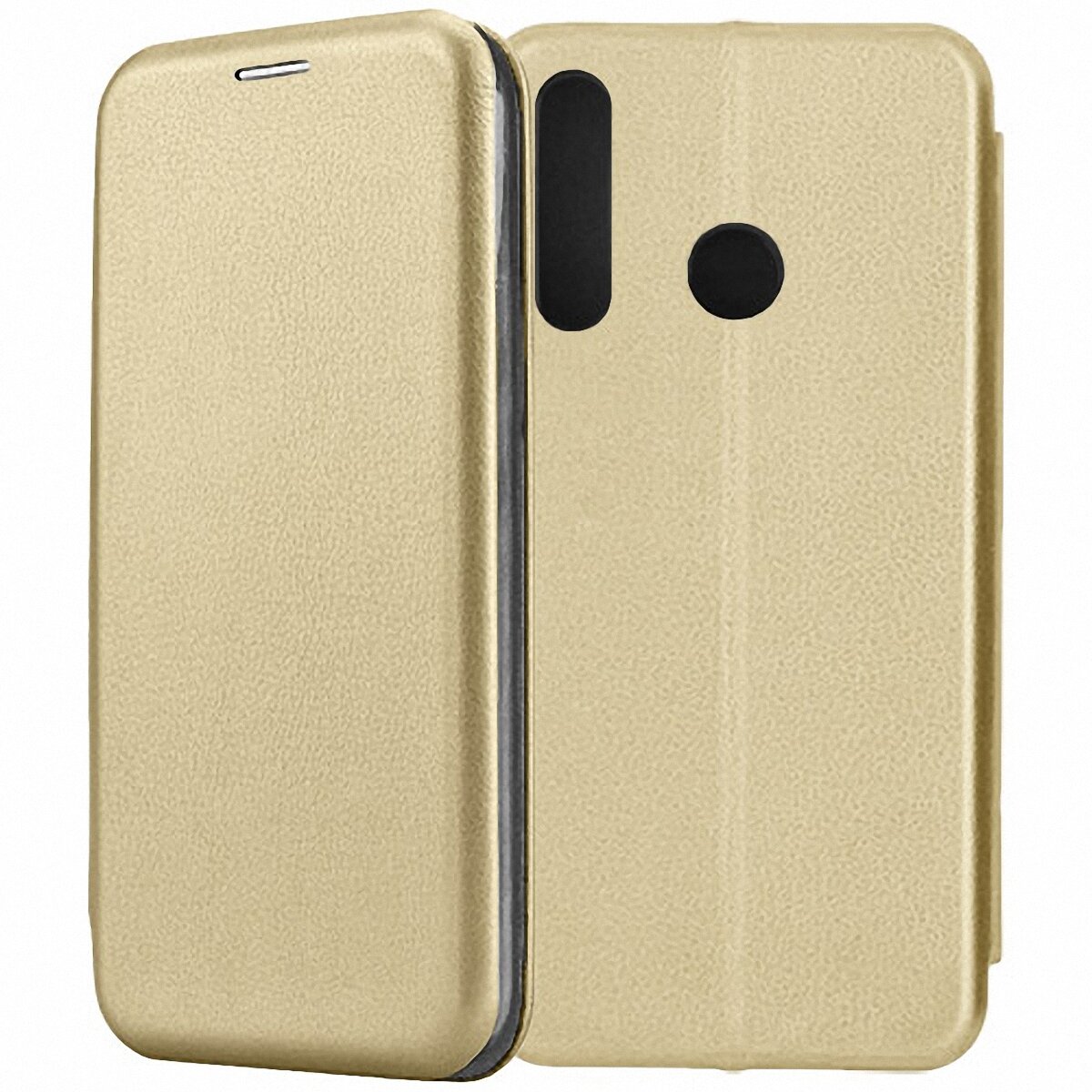 Чехол книжка для Honor 10i золотистый / подставка, отделение для карт