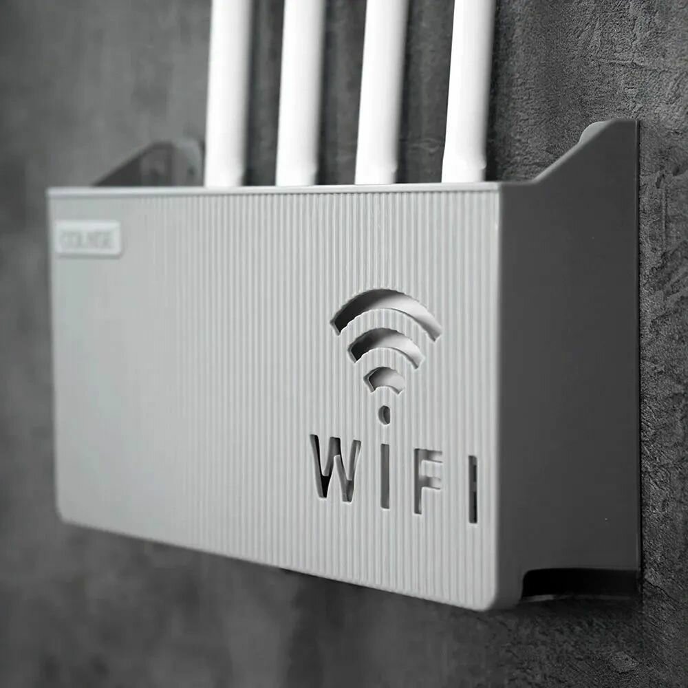Полка-короб держатель для wi-fi роутера 24х14х6 см белый; подставка, шкаф, ящик на стену