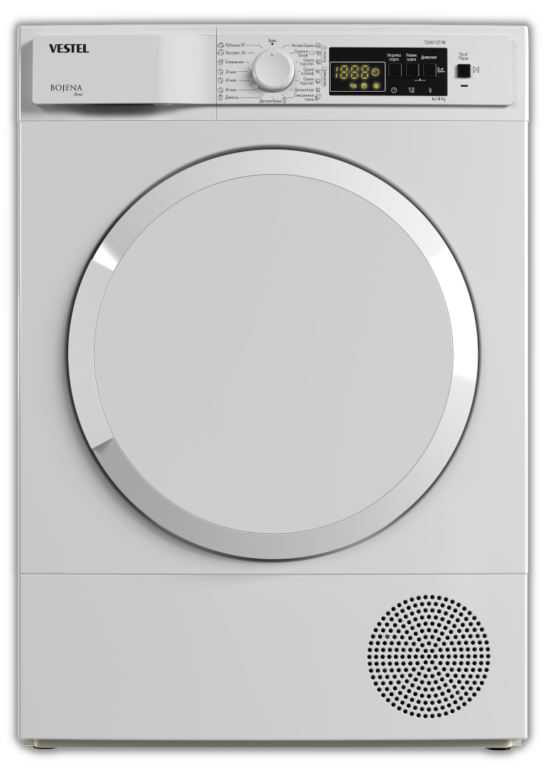 Сушильная машина VESTEL TDH8112T1W белый (8 кг, дисплей, тепловой насос)