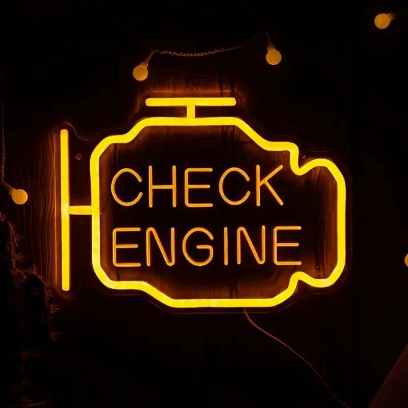 Check Engine Letter Neon Light Неоновая вывеска с двигателем, подходит для магазинов, помолвочных вечеринок, украшения спальни, многоцелевые декоративные настенные светильники