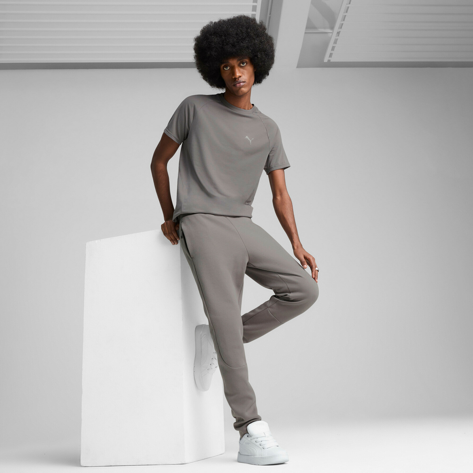 Брюки PUMA EVOSTRIPE Pants, размер S, серый — фото 1