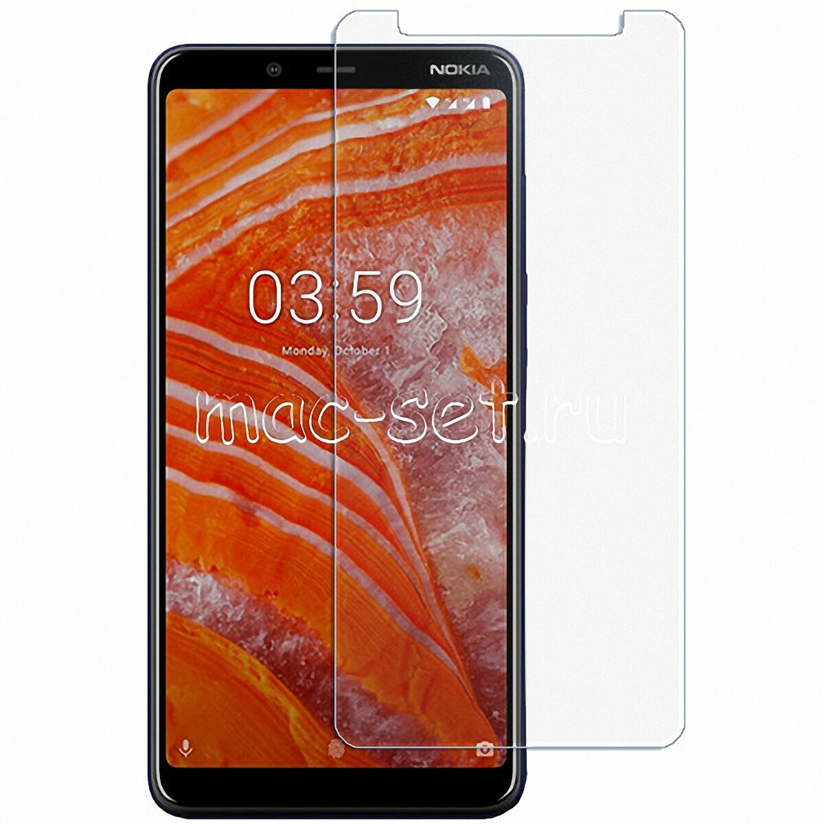 Защитное стекло для Nokia 3.1 Plus прозрачное на плоскую часть экрана
