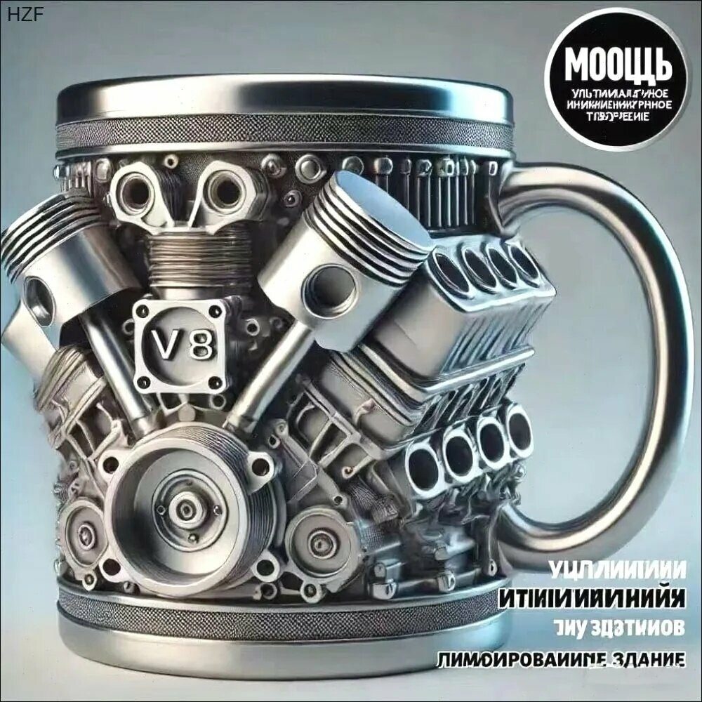 CCwoha Кружка "Двигатель V8", 400 мл, 1 шт