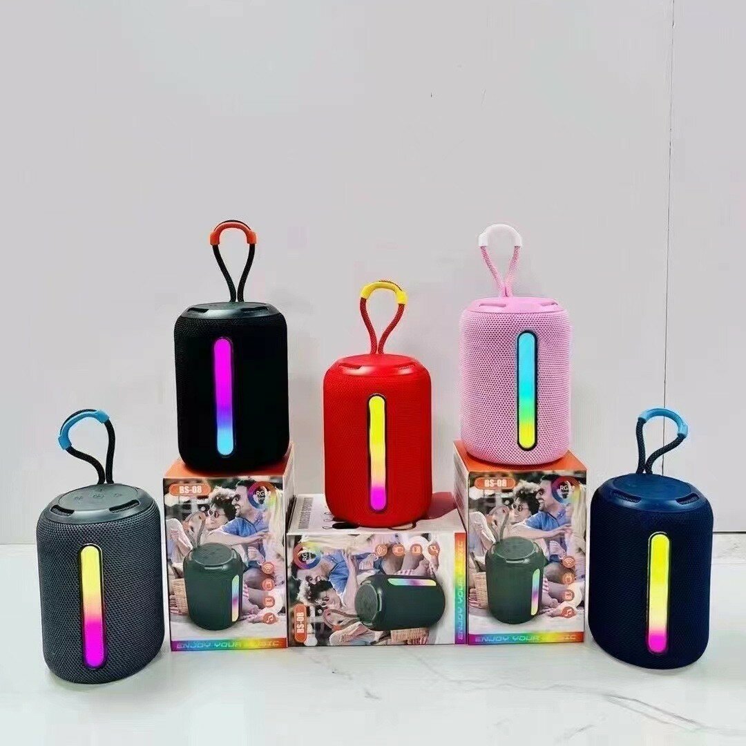 Новый BS08 Ткань Портативный Bluetooth динамик Беспроводной Открытый сабвуфер с Ambient Light Small Audio