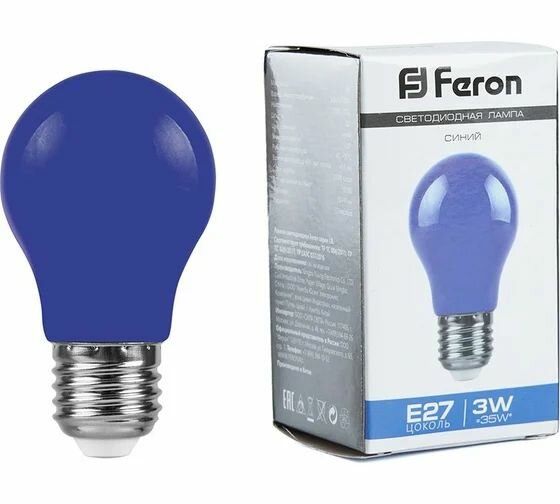 Светодиодная лампа FERON 3W 230V E27 синий
