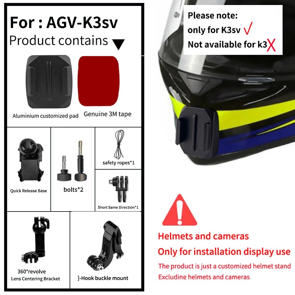 Крепление для GoPro/Insta360 на шлем AGV-K3sv