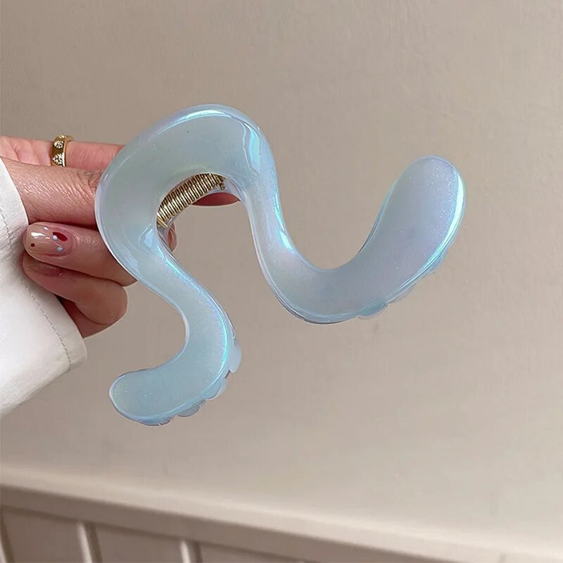 2 шт. Акриловые заколки-крабы для волос, перламутровый цвет Голубой, blue