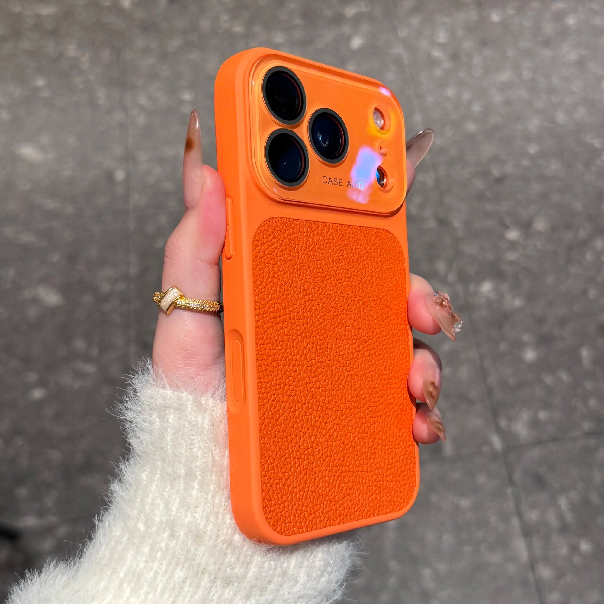 Оранжевый чехол для iPhone 17 Pro, кожа, защита камеры