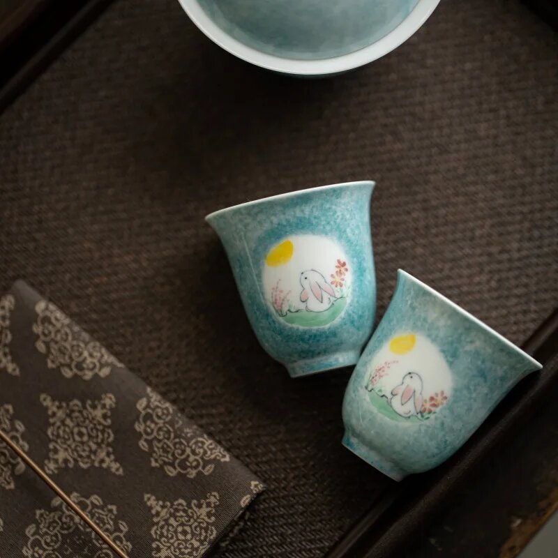 Ручная Роспись Кролик Gaiwan для чая керамическая чайная посуда набор синей китайской чайной чаши чаван магазин лилии Денг чайная чашка