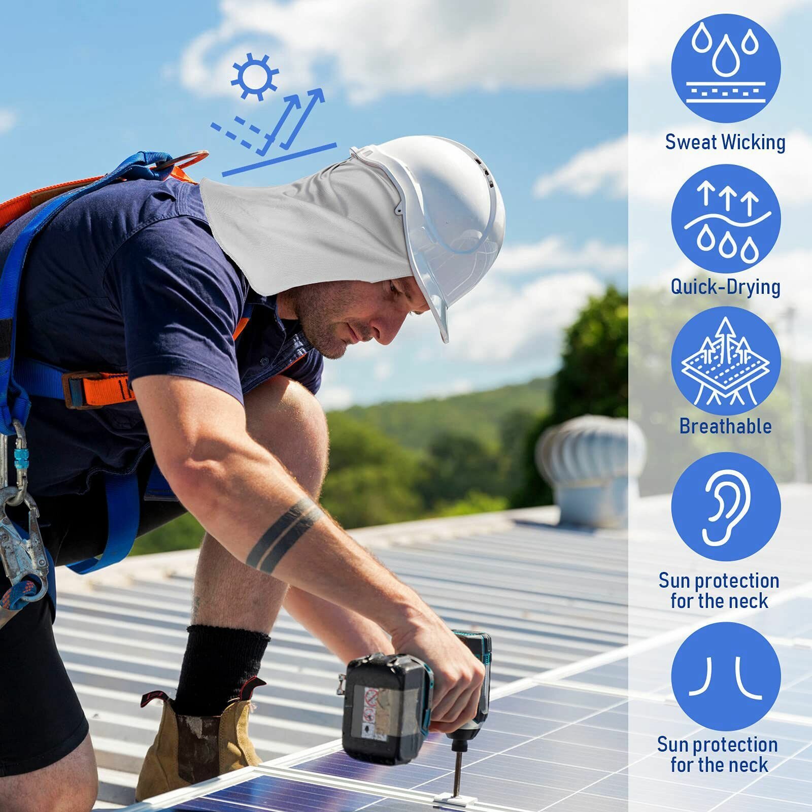 Подшлемник из 3 частей с шейным клапаном для охлаждения защитного шлема