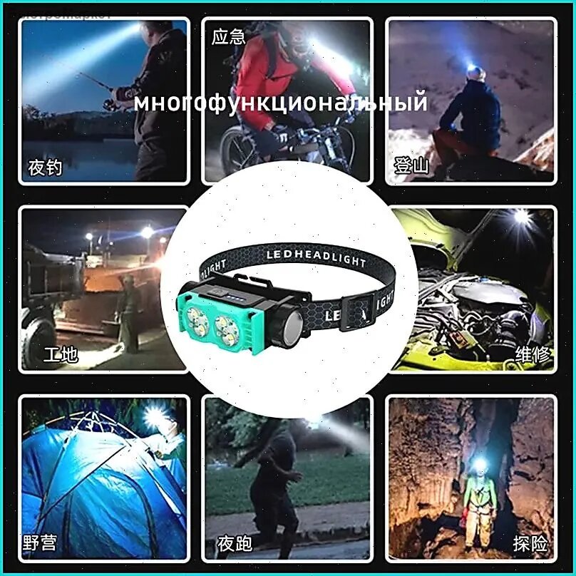 Фонарь-прожектор Налобный мощный светодиодный LED HEADLIGHT для охоты, рыбалки, кемпинга, походов, дома, дачи — фото 1