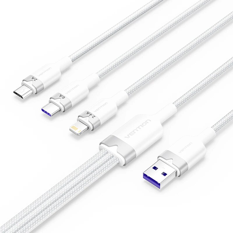 Vention 3 в 1 USB кабель Type C/Micro/Lightning, белый