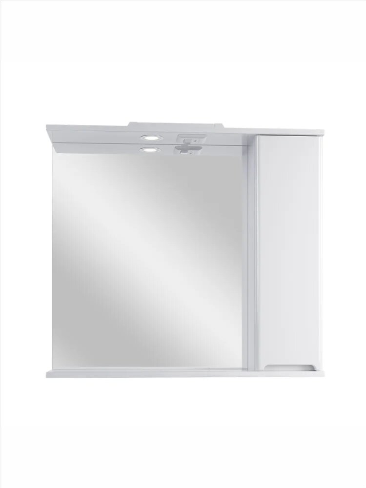 Зеркало SanStar Адель 80 со светодиодной подсветкой, с полкой, со шкафчиком, 80, 8 см, с розеткой, белое