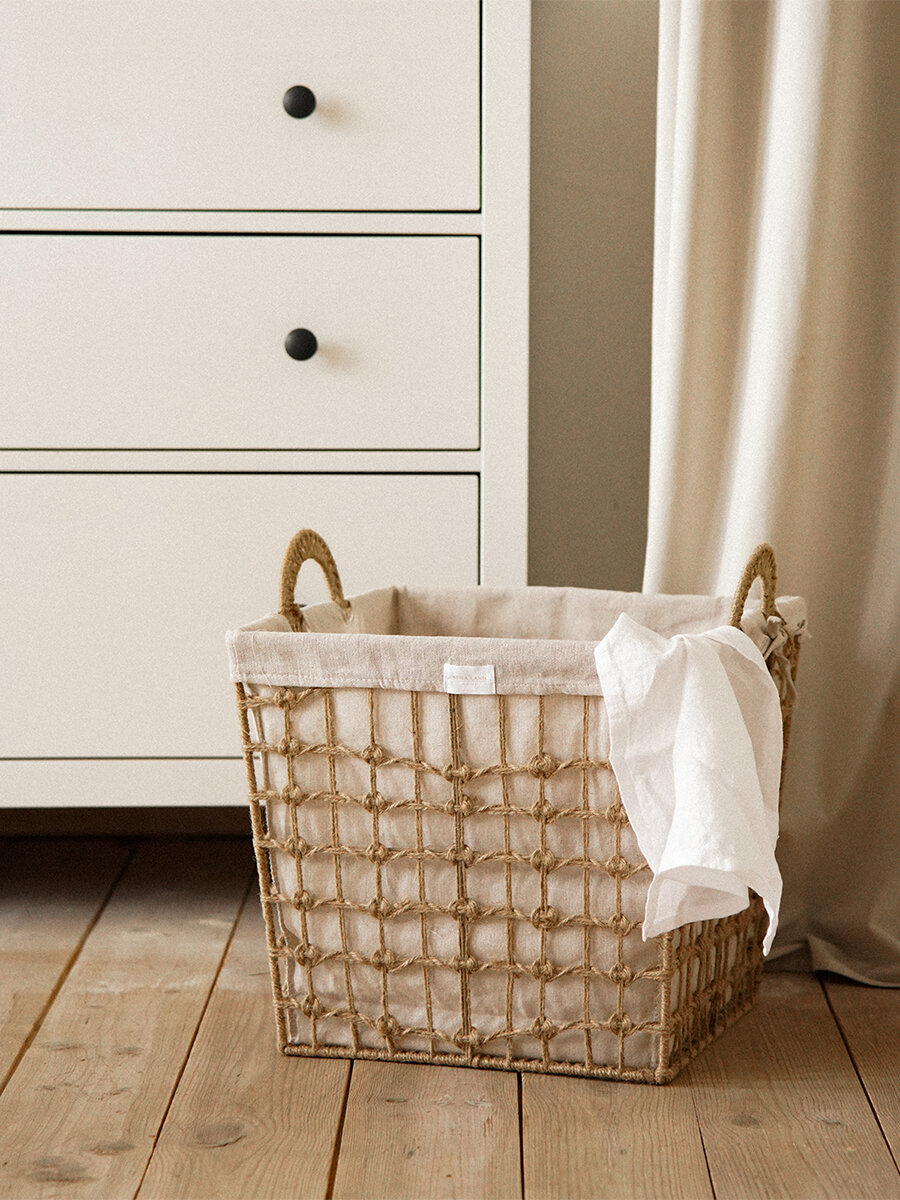 Корзина для хранения SL Home, ручное плетение, с ручками, квадратная, джут, 39×39×41,5 см