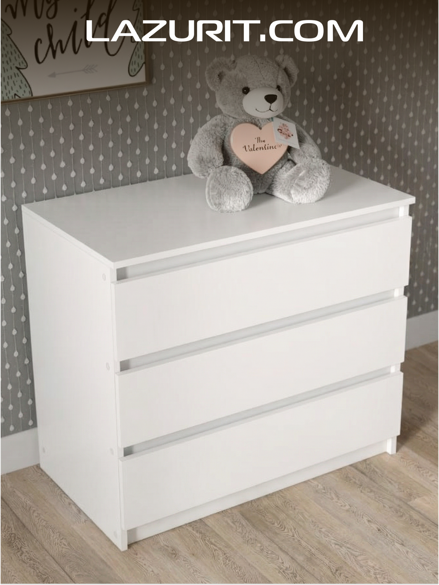 Комод для одежды белый Lazurit Эльбрус в прихожую спальню детскую с ящиками узкий деревянный под телевизор 80х70х46 см