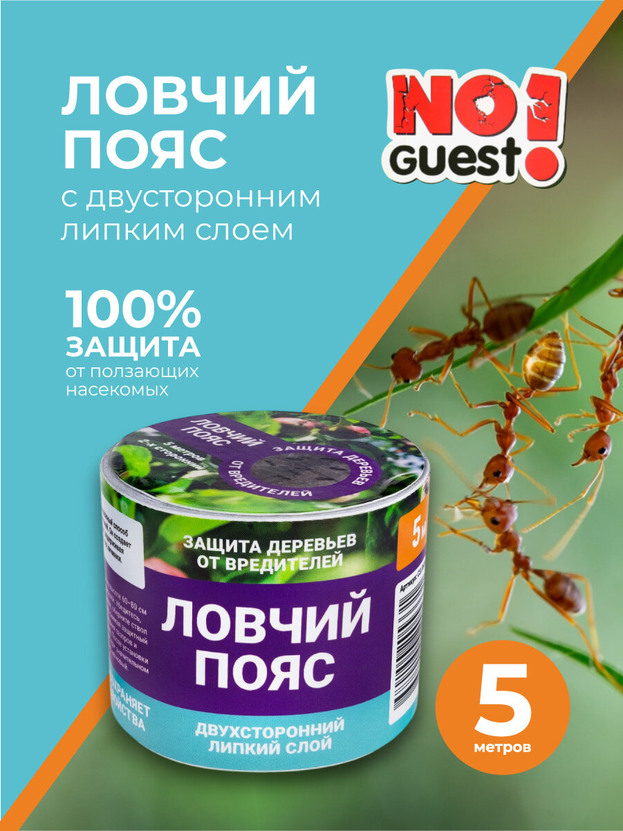 NoGuest! Ловчий пояс для деревьев от садовых вредителей 5 см 5 м