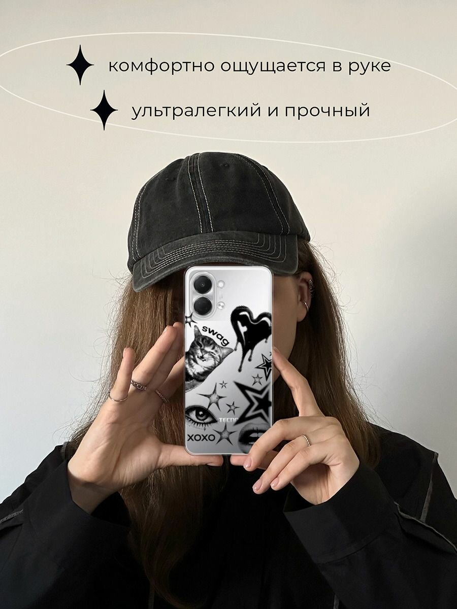 Чехол на Tecno Spark Go 3 / Текно Спарк Го 3 с принтом Swag, прозрачный — фото 1