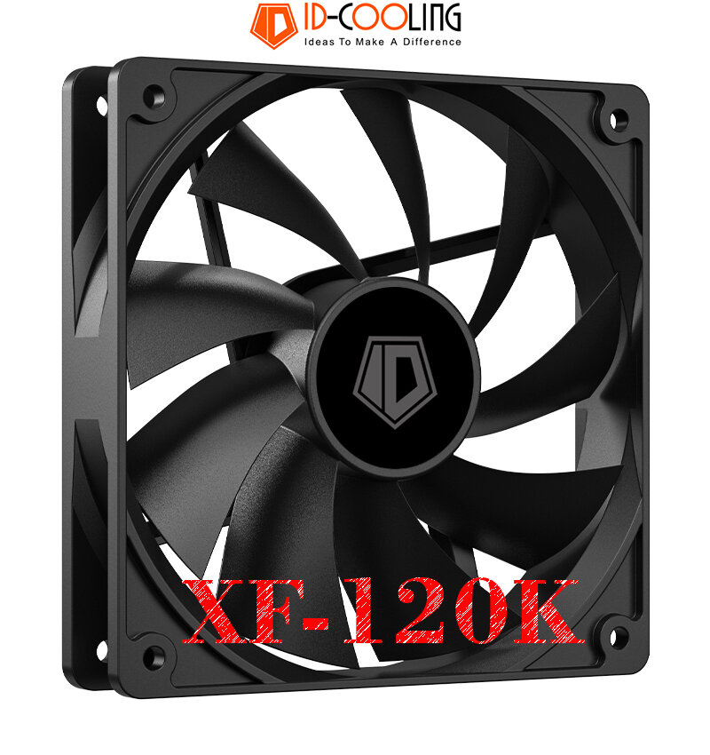 Вентилятор ID-COOLING XF-120-K 120x120x25мм (PWM, черный, 700-1800об/мин) BOX